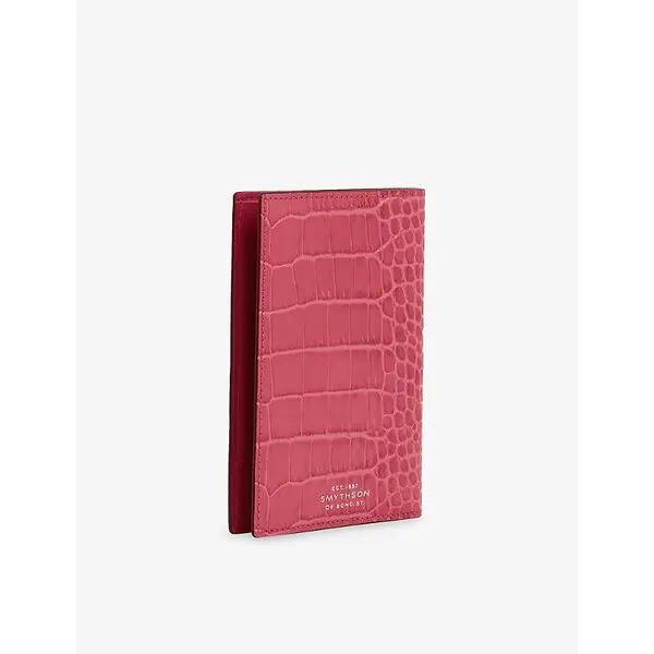 Smythson Mara Croc-embossed Leather Passport Cover