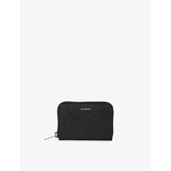 Sandro Zipped Cord Leather Wallet - Black