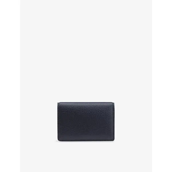 Smythson Ludlow Folded Leather Card Case - Navy