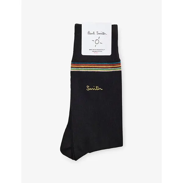 Paul Smith Logo-embroidered Stretch-cotton Socks - 79 Black
