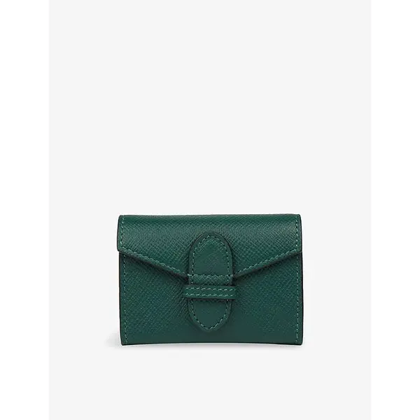 Smythson Single Play Leather Playing Card Case - Forest Green