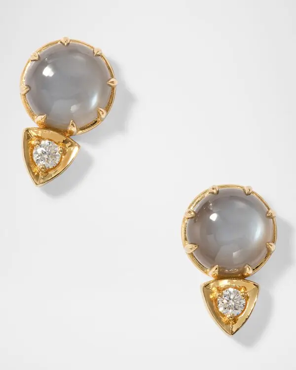 JAMIE TURNER Ellis Stud Earrings - Grey Moonstone