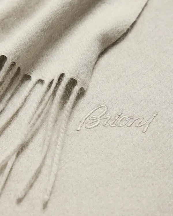 Brioni Apos;s Cashmere Tonal Logo Rectangle Scarf