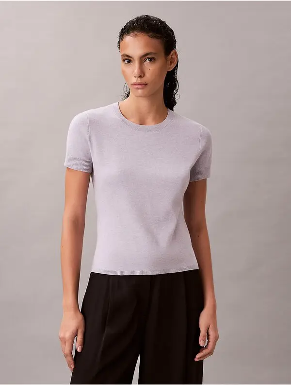 Calvin Klein Tech Knit T-shirt - Lacey Lilac Melange
