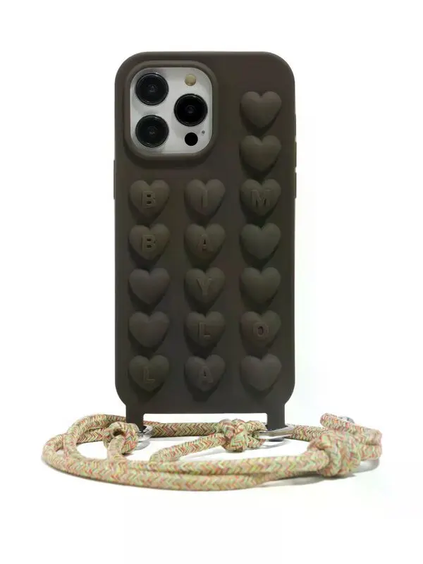 Bimba Y Lola Heart-embellished Iphone 14 Pro Max Phone Case - Brown