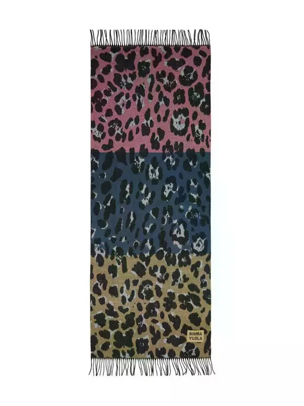 Bimba Y Lola Animal-print Fringed Scarf - Blue
