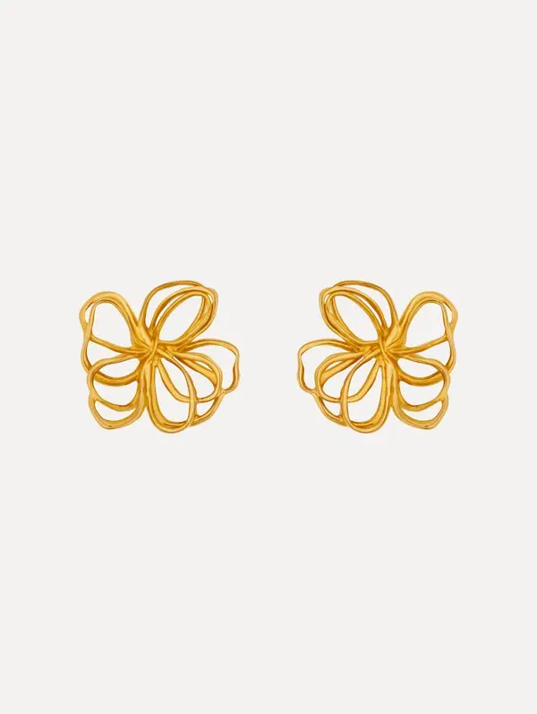 Oscar De La Renta Threaded Flower Earrings - Gold