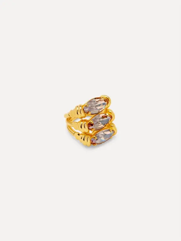 Oscar De La Renta Triple Navette Stone Ring - Gold