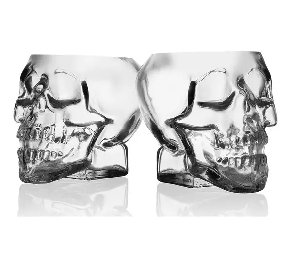 GODINGER Grinning Skull Double Old Fashion Glass Set Of 2 - One-color