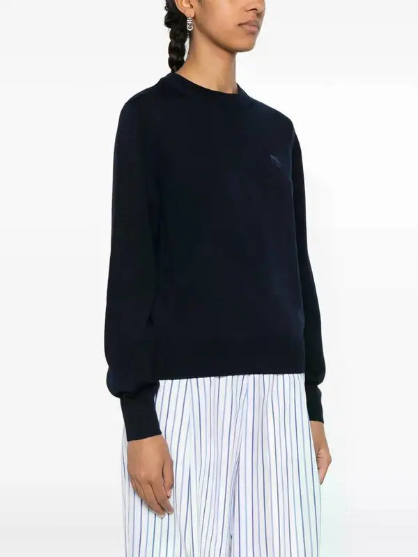 Maison Kitsuné Fox Motif Knitted Jumper - Blue