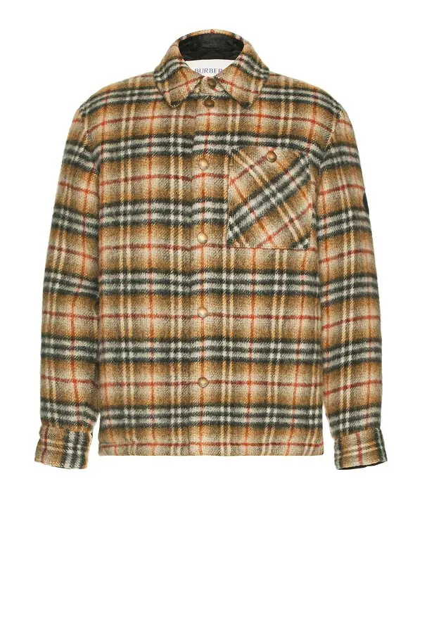 Burberry Overshirt In Brown - Beige Check