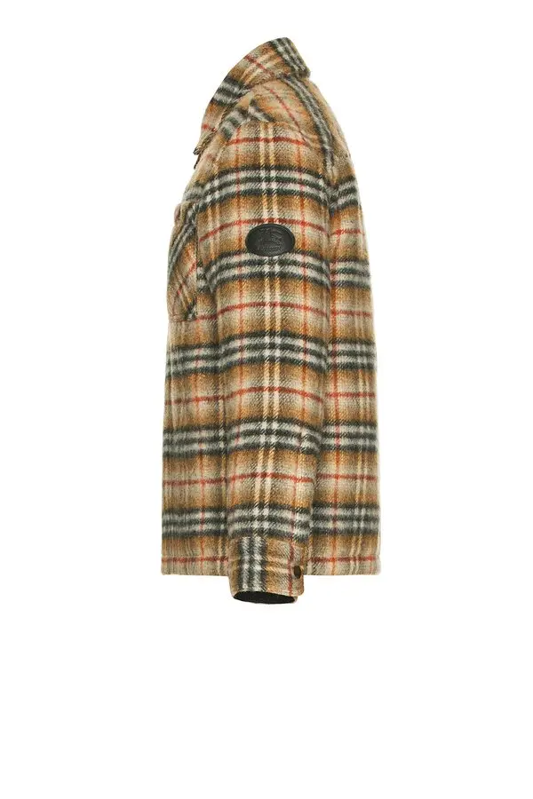 Burberry Overshirt In Brown - Beige Check