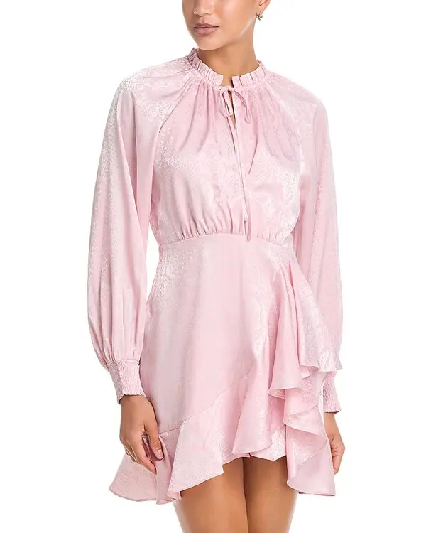 Aqua Ruffled Faux Wrap Dress - Blush