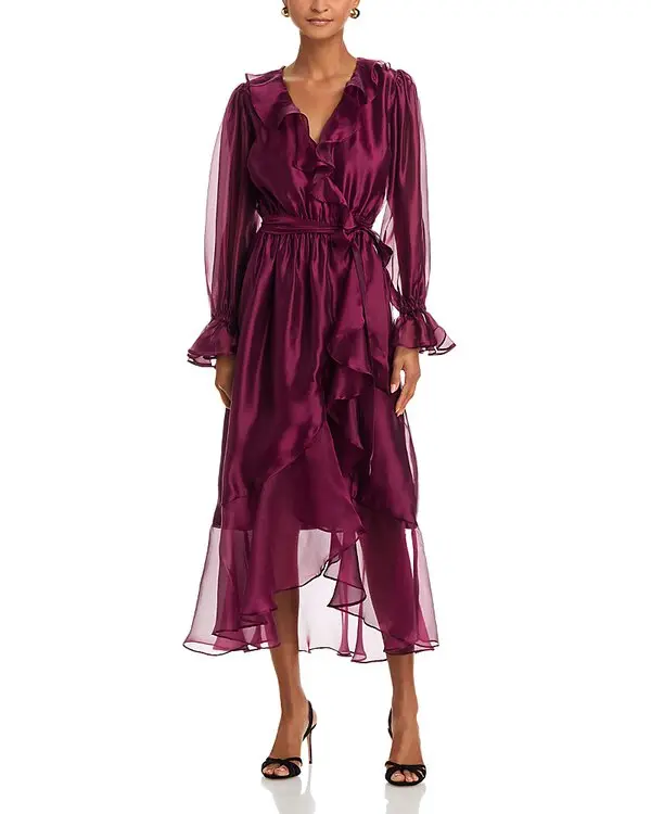 Aqua Ruffled Chiffon Dress
