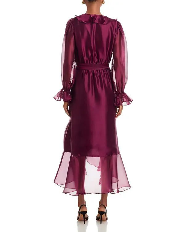 Aqua Ruffled Chiffon Dress
