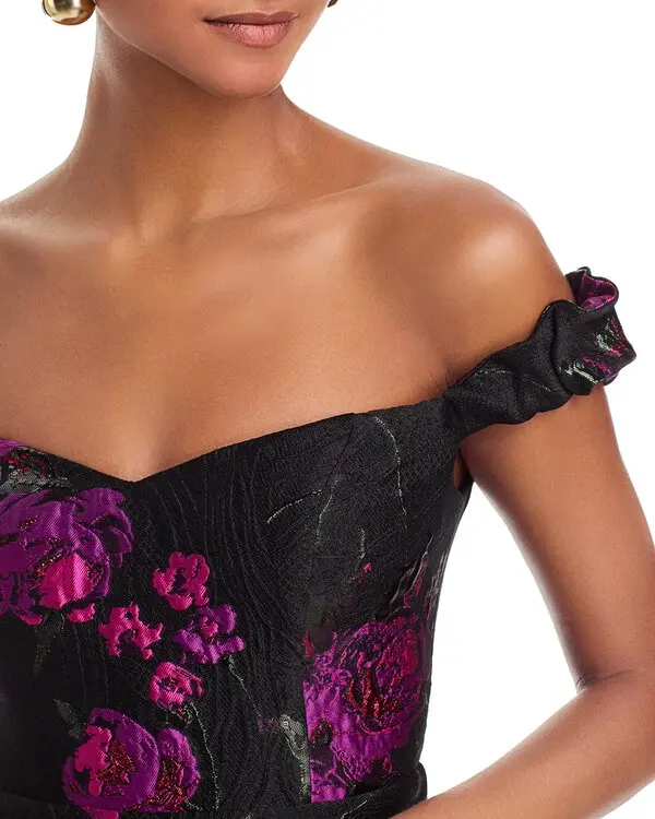 Aqua Rose Brocade Mini Dress
