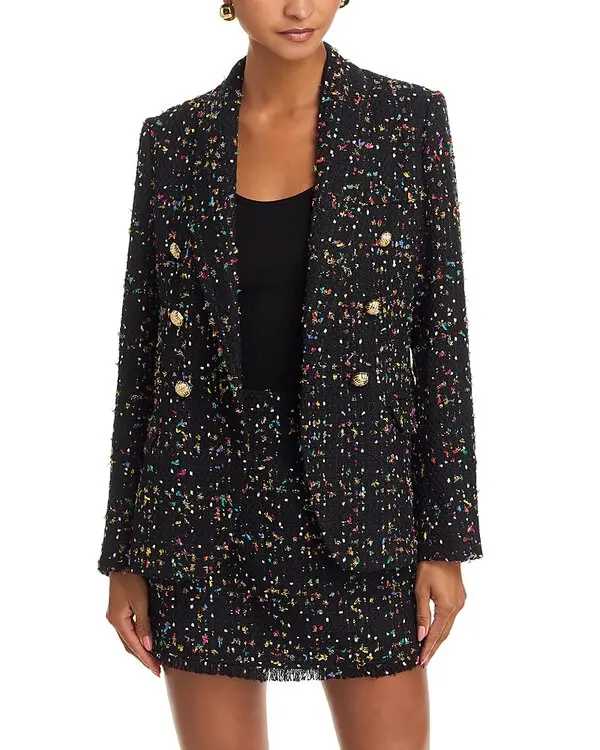 Aqua Rainbow Tweed Cutaway Blazer