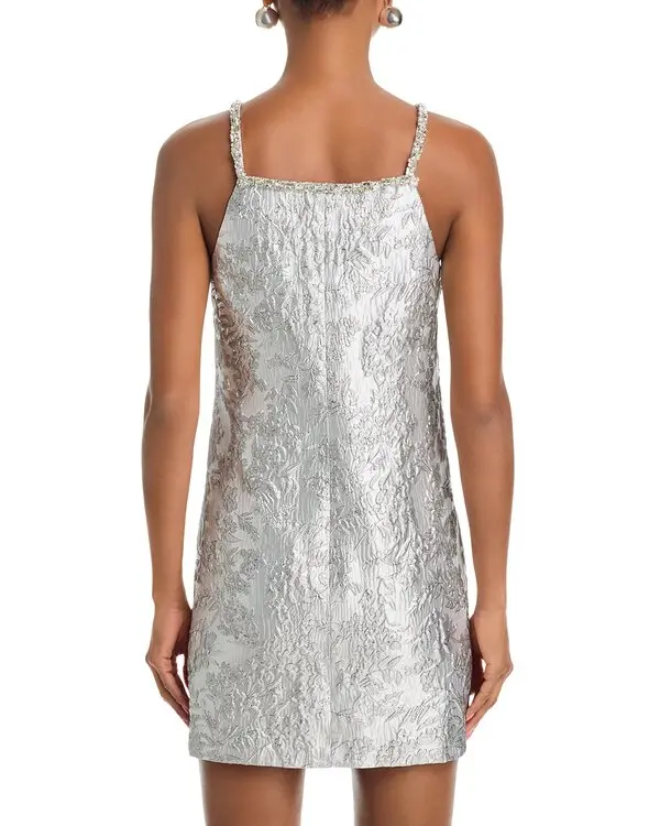 Aqua Brocade Crystal Embellished Dress