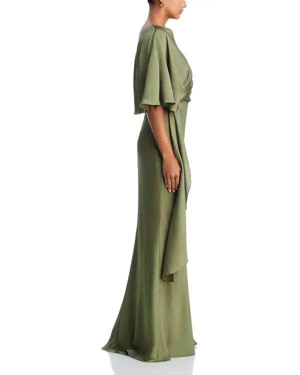 Amsale Draped Bodice Cascading Gown