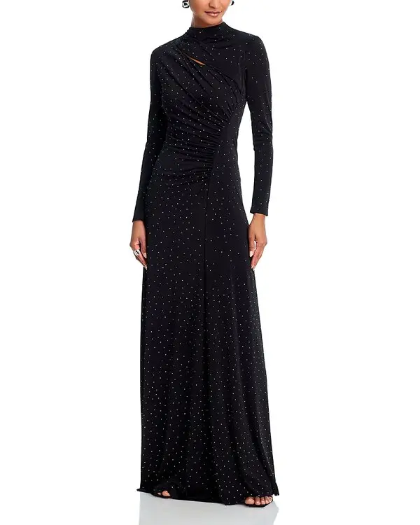 Aqua Long Sleeve Studded Gown