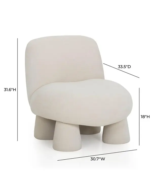 TOV FURNITURE Stomp Upcycled Chenille Accent Chair - Cream
