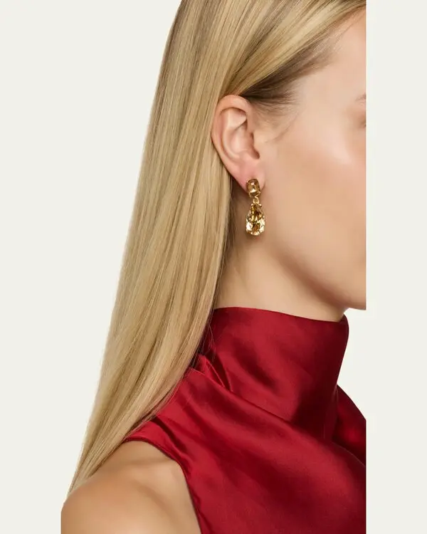 Oscar De La Renta Crystal Drop Earrings - Gold