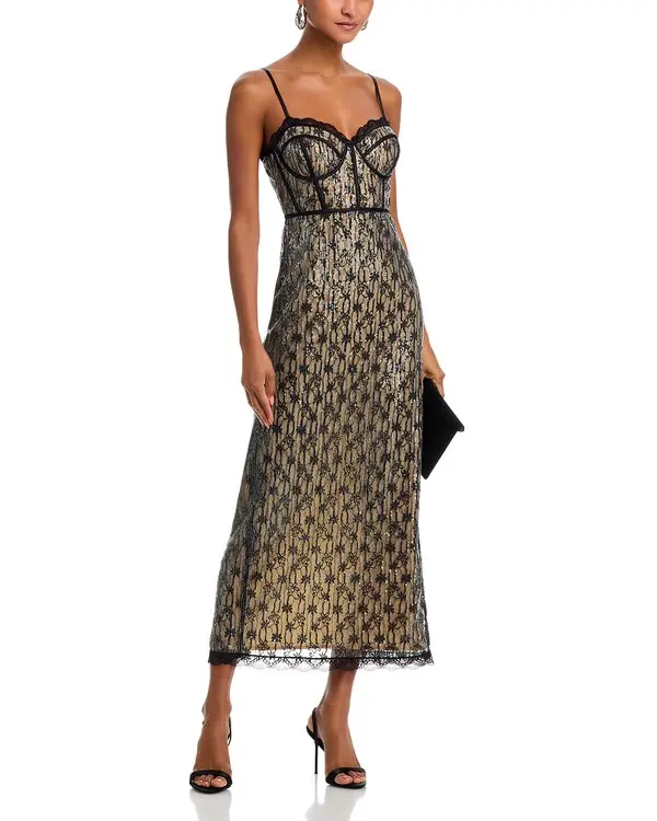 Aqua Lace Bustier Midi Dress