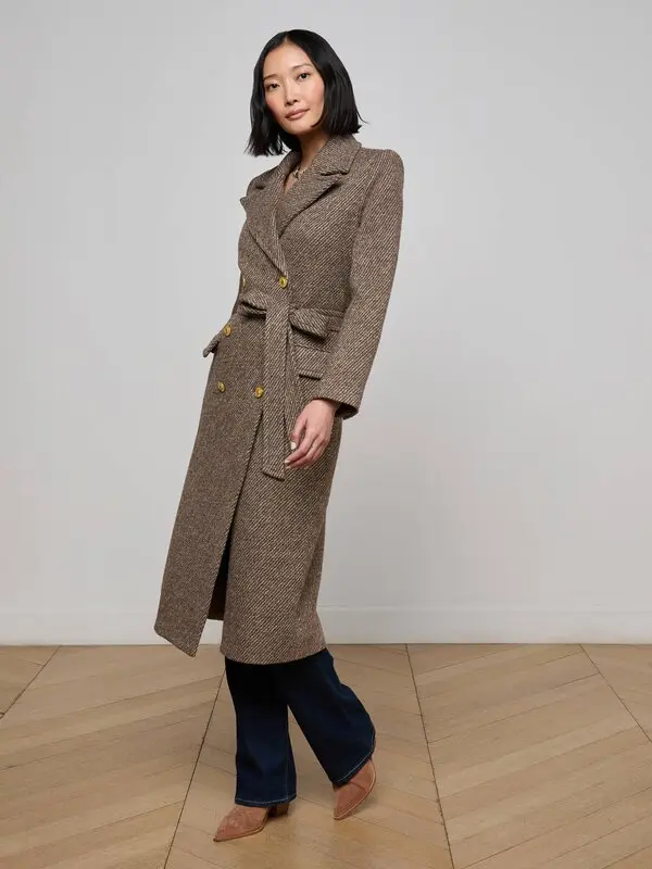L'Agence Kolina Long Coat - Bracken Brown/gold