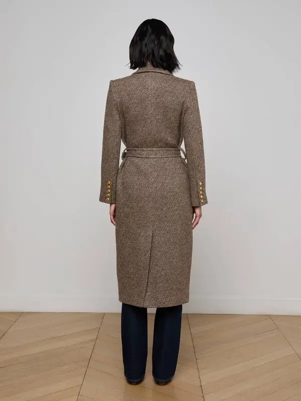 L'Agence Kolina Long Coat - Bracken Brown/gold