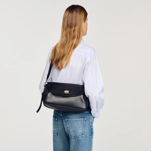 Sandro Le Mambo Leather Shoulder Bag - Black