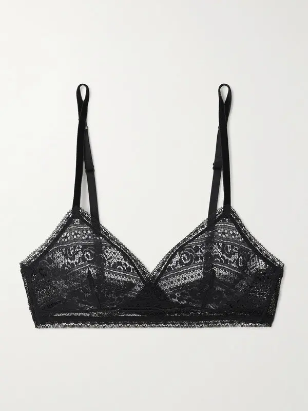 ERES Intrigue Leavers Lace Soft-cup Triangle Bra - Black