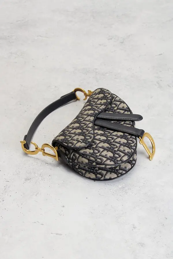 Dior Trotter Oblique Mini Saddle Bag - Blue