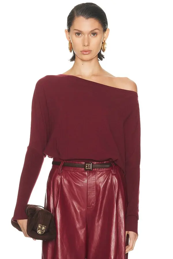 Simkhai Lavina Draped Off-shoulder Sweater - Cranberry