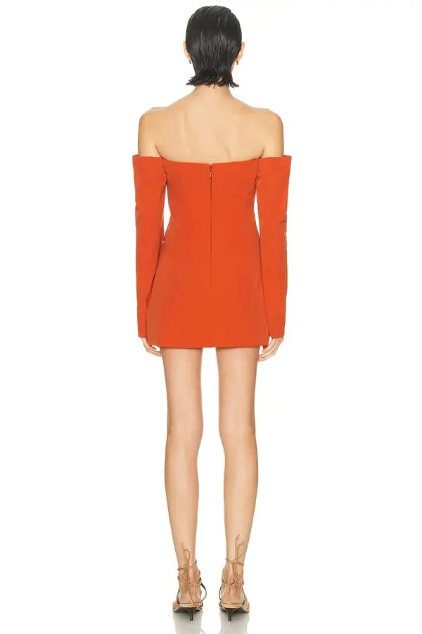 knee length dresses for ladies Verona Off-Shoulder Lace Overlay Mini Dress Orange main image 1