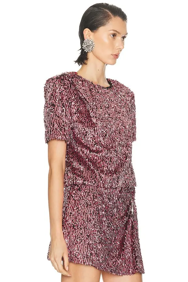 AREA Sequin T-shirt - Metallic Rose