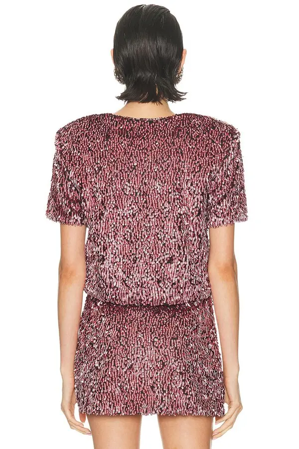 AREA Sequin T-shirt - Metallic Rose