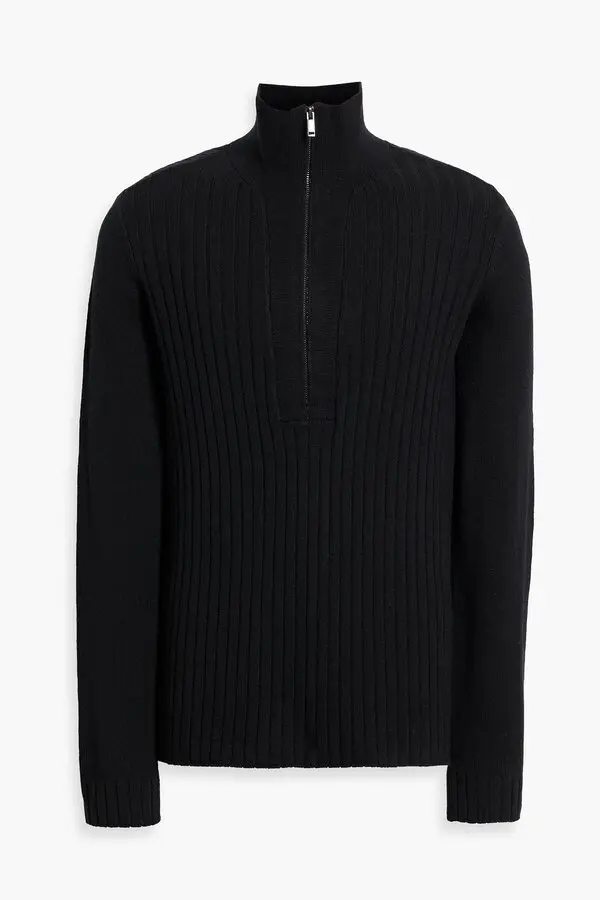 Paige Brian Ribbed Wool-blend Half-zip Sweater