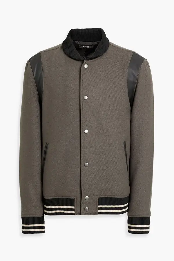 Paige Leather-trimmed Felt Bomber Jacket