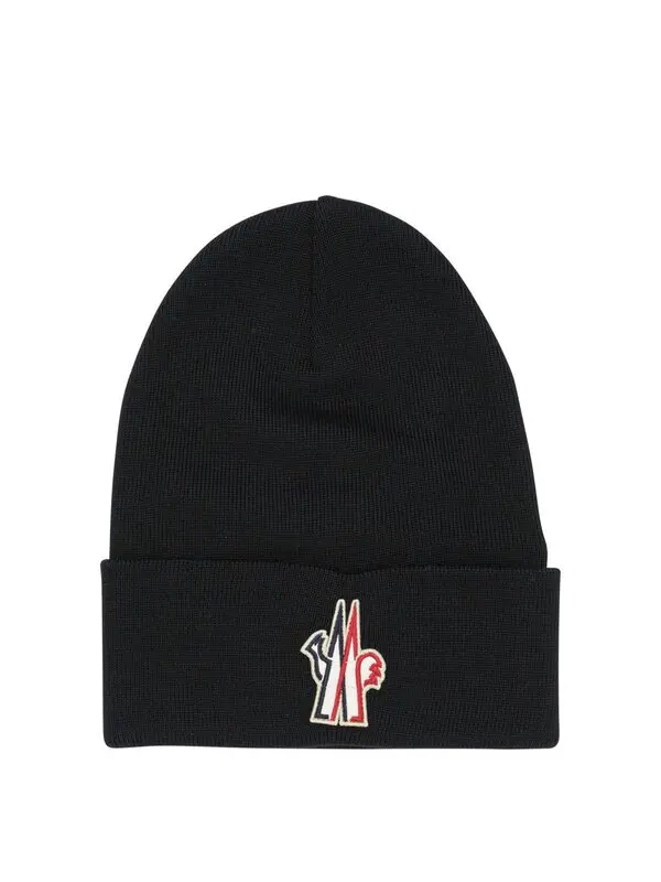 Moncler Ribbed Knit Wool Beanie - Black