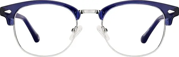 Zenni Browline Full Rim Frame With Snap-on Sunlens - Blue