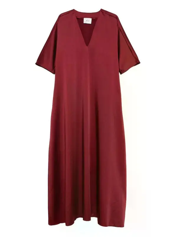 ATU BODY COUTURE Satin V-neck Maxi Dress - Red