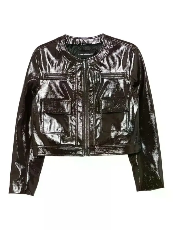 Karl Lagerfeld Logo-embossed Patent Jacket