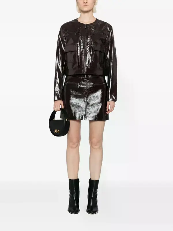 Karl Lagerfeld Logo-embossed Patent Jacket
