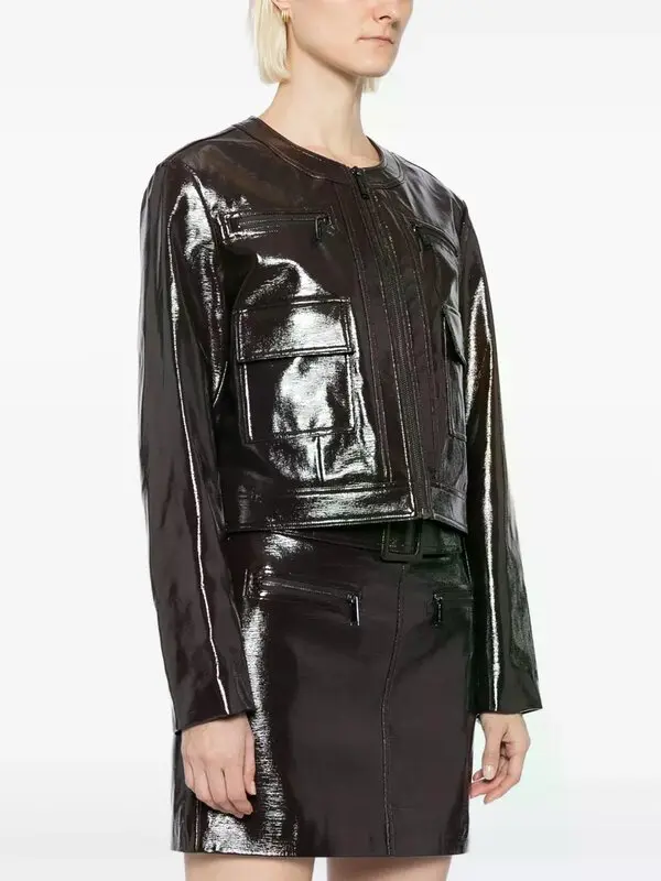 Karl Lagerfeld Logo-embossed Patent Jacket