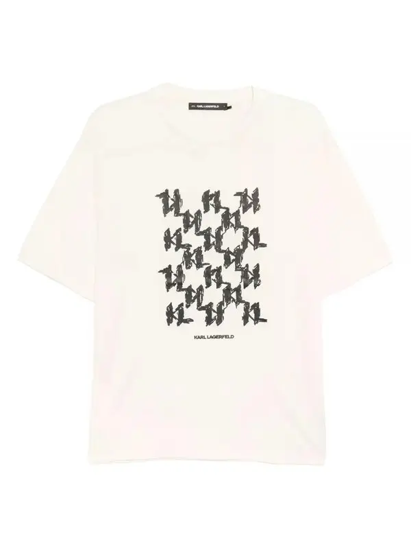 Karl Lagerfeld Monogram-embossed T-shirt - Neutrals