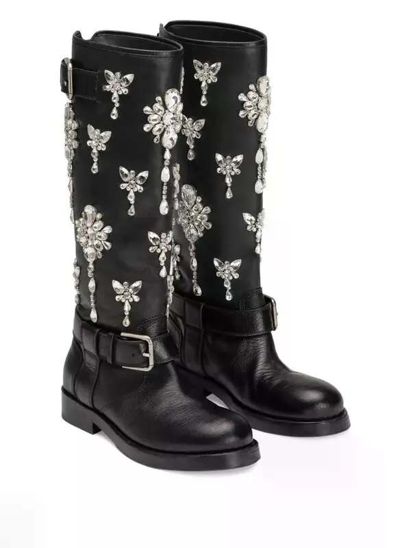 Dolce & Gabbana Crystal-embellished Buckle Boots