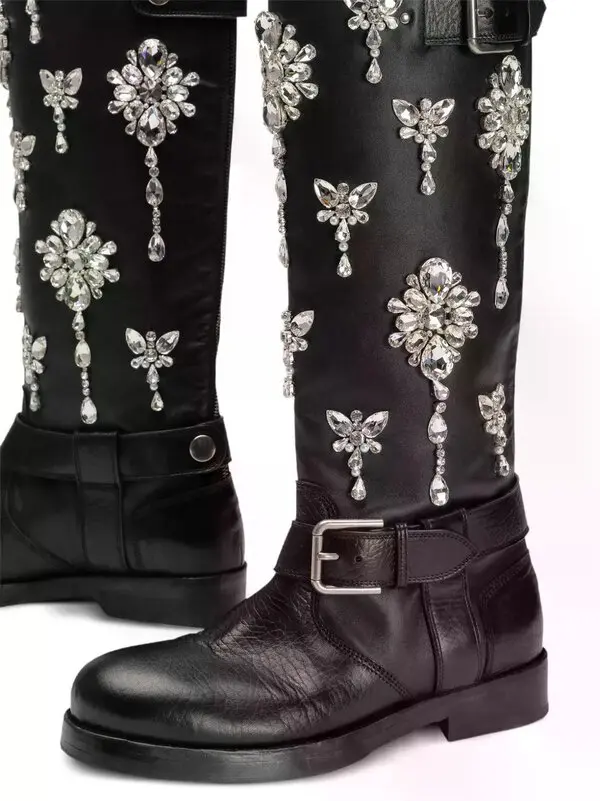 Dolce & Gabbana Crystal-embellished Buckle Boots