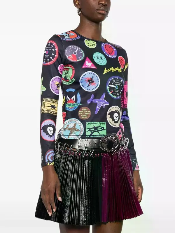 CHOPOVA LOWENA Graphic-print Long-sleeve T-shirt - Black
