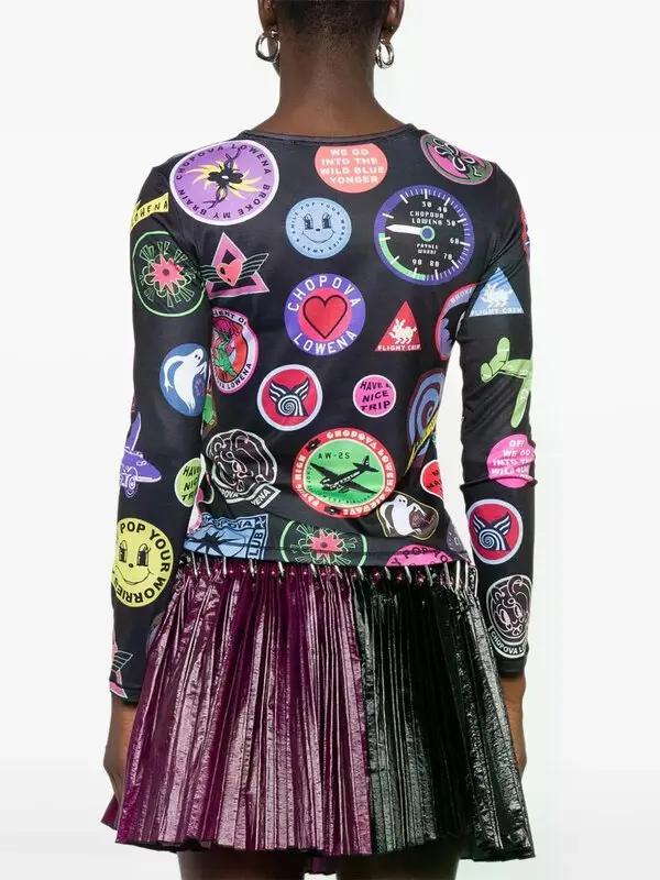 CHOPOVA LOWENA Graphic-print Long-sleeve T-shirt - Black