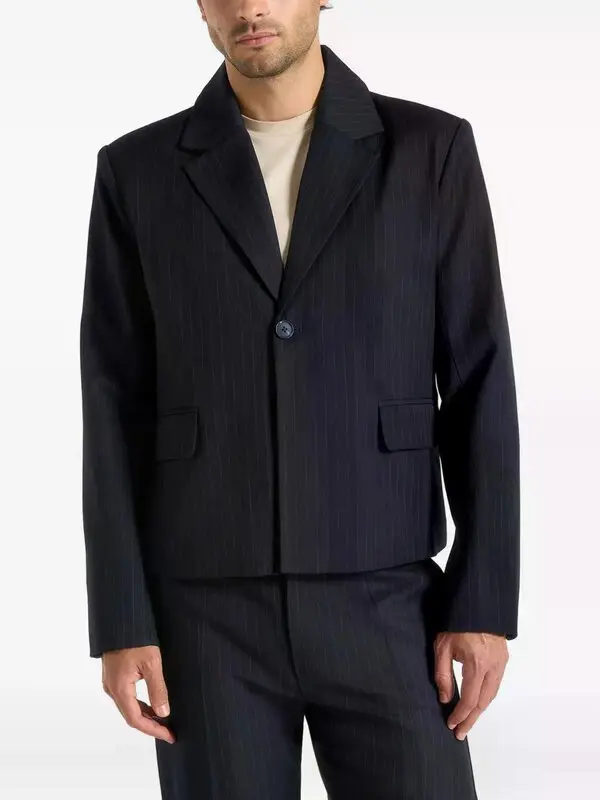 Manière De Voir Silas Pinstriped-pattern Crop Tailored Blazer - Blue